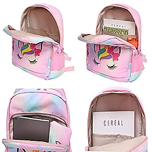 BIBDOO Kids Backpack for Girls with Insulated Lunch Box Toddler School Bag Set (Unicorn)