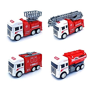 Yirtree Inertia Walking Fire Truck Brain Development Anti-Collision Electric Slide Pull Back Fire Truck Toy for Parents