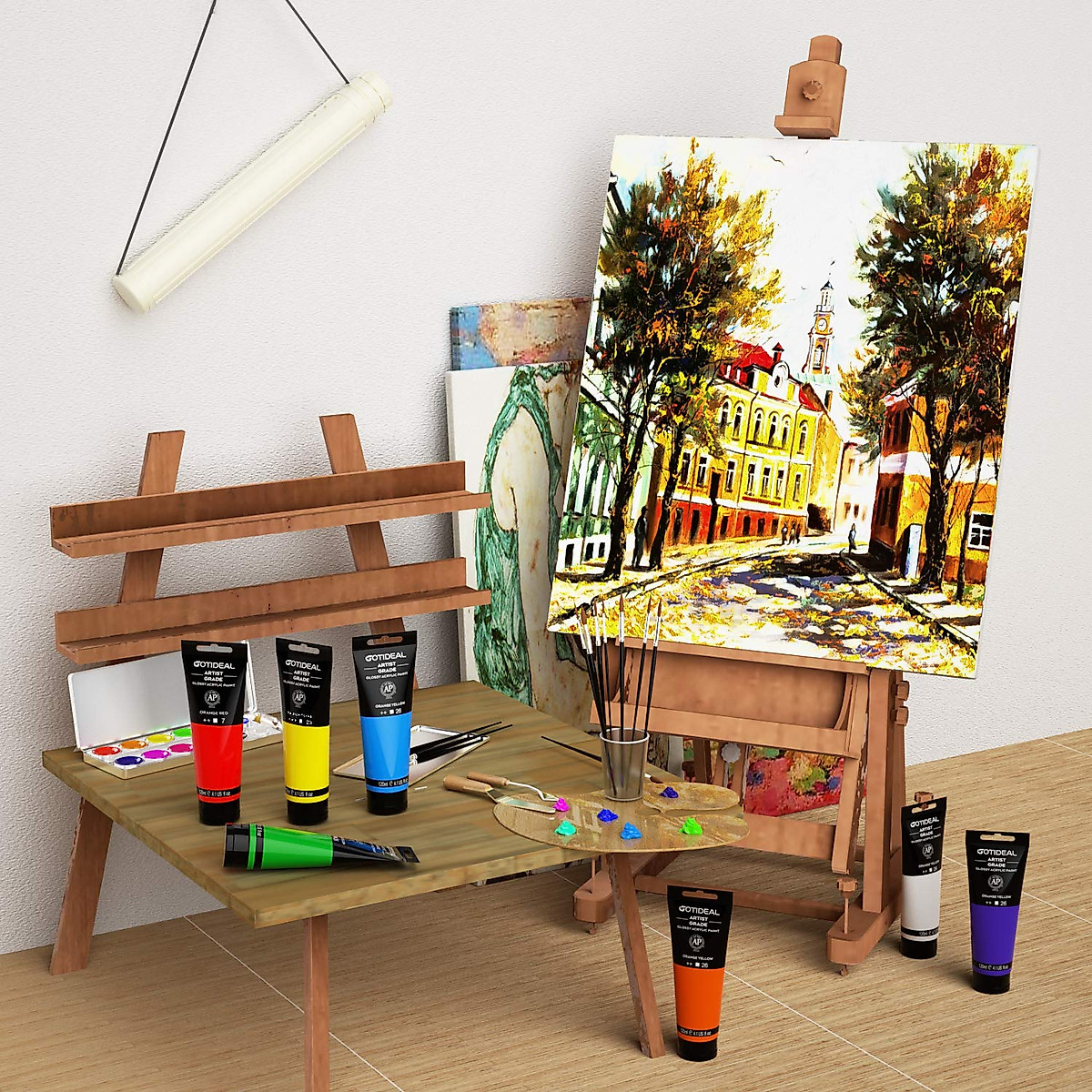 GOTIDEAL Acrylic Paint Titanium White Tubes(120ml, 4.1 oz) Non Toxic Non Fading,Rich Pigments for Painters, Adults & Kids, Ideal for Canvas Wood Clay Fabric Ceramic Craft Supplies (Titanium White)