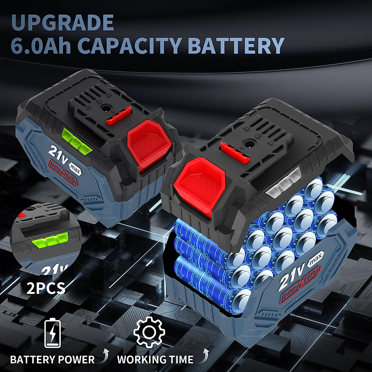 RYOJEGK 5" Brushless Angle Grinder Kit, 2 x 6.0Ah Battery Cordless Angle Grinder Tool,10000RPM Max Rotational Speed & 26Pcs Set of Accessories, Amoladora Angular for Cutting,Polishing & Carving