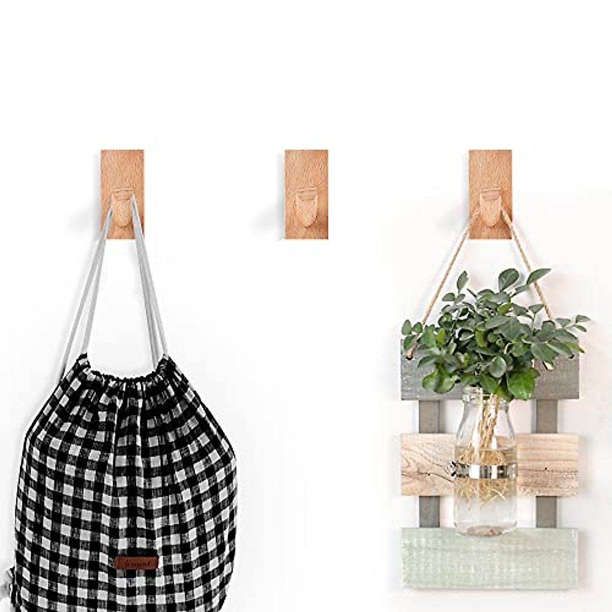 TAOIFY Wood Wall Hooks-(3 Black Walnut Hooks) Handmade Natural Wooden Hooks, Wall-Mounted Hooks, can Hang Clothes, Hats, Hangers, Towels, Heavy Objects