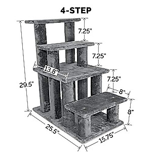Furhaven Steady Paws Multi-Step Pet Stairs for High Beds & Sofas - Gray, 4-Step