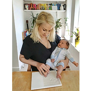 Personalized Baby Handprint and Footprint Kit (NO Mold) | Unique Baby Shower & New Mom Gift with Box | Baby Registry Must Have for Newborn Boy & Girl | DIY Photo Frame Keepsake | Nursery Room Decor