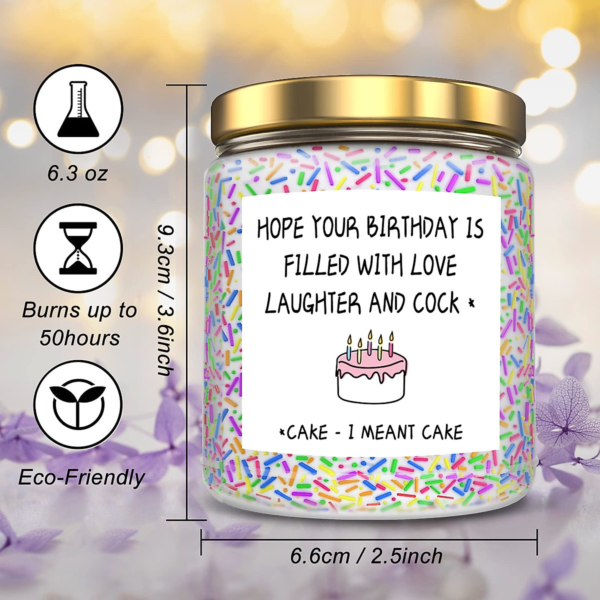 Funny Birthday Gifts for Women Sister Friend Female,Rude Birthday Anniversary Christmas Gag Gift for Women, Unique Sprinkle Candle Gifts