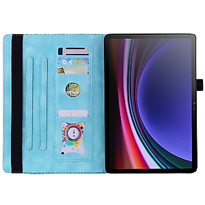 Rosbtib Case Compatible with Samsung Galaxy Tab S9/S8/S7 Cover, Premium PU Leather Folio Cover with Mandala Embossed Design for Galaxy Tab S9/S8/S7 - Blue