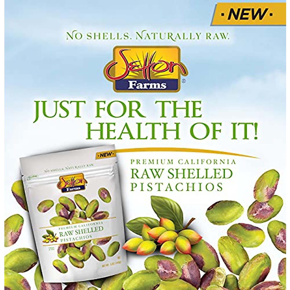 Setton Farms Naturally Raw Shelled Pistachios, No Shell, Non-GMO Project Verified, Certified Gluten Free, Vegan and Kosher, Heart Healthy Snack, 5 Oz