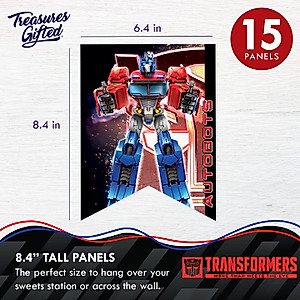 Treasures Gifted Officially Licensed Transformers Birthday Banner Set of 3 - (1) Transformers Banner & (2) Pennant Banners - Transformers Party Decorations - Transformers Party Supplies