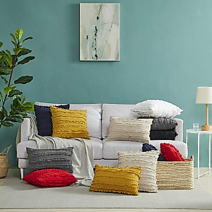 GIGIZAZA Decor Throw Couch Pillow Covers,18 x 18 Linen Blue Pillows Sofa,Square Sofa Cushion Covers Linen