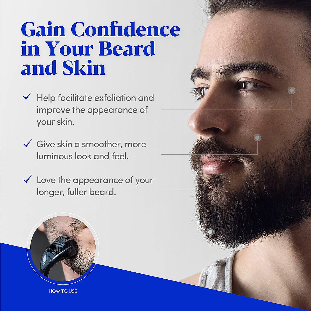 Beard Roller - 540 Titanium Micro Needle 0.25mm - Beard Grooming & Beard Club