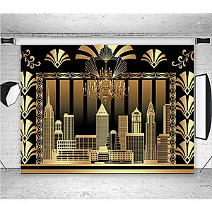 Fanghui 7x5ft The Great Gatsby Photography Backdrop 1920s Retro Roaring Photo Background Vinyl Adult Children Wedding Party Decoration Birthday Briadal Shower Photo Shoot Booth