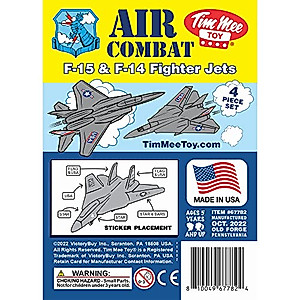 TimMee Plastic Army Men Combat Fighter Jets - 4pc Gray Airplanes Made in USA