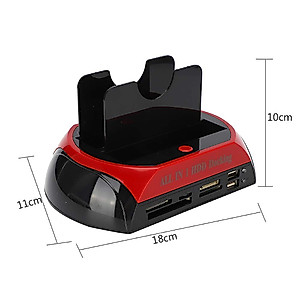 Linel Hard Drive Docking Station-2.5 /3.5 Inch SATA IDE HDD Dual Slots Hard Drive Enclosure Hard Drive Dock with All in One Hard Drive Reader USB 2.0 Hub Us Plug