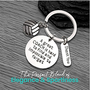 Volleyball Coach Keychain, Coach Gifts, Great Coach is Hard to Find But Impossible to Forget Coach Key Chain, Coach Gift