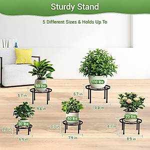 MTCode Metal Plant Stand, 5 Pack Plant Stands for Indoor Outdoor, Flower Pot Stands for Plants, Heavy Duty Planter Stand, Rustproof Iron Round Plants Stand for Home, Garden Decor
