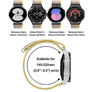 2 PACK Trail Loop Nylon Band for Samsung Galaxy Watch 6/5/4 40mm 44mm Band/6 Classic 43mm 47mm Band/5 Pro Band 45mm/4 Classic 42mm 46mm Band, Breathable Nylon Straps Women Men(Black/Milk White)