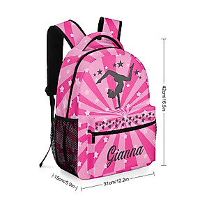 Gymnastic Pink Ray Personalized School Backpack Bags Kids Backpack for Teen Boys Girls Travel Backpack