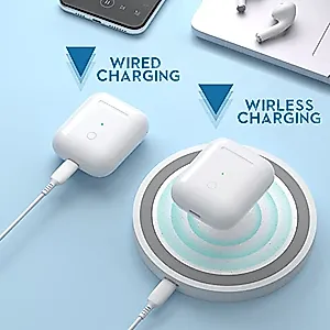 Wireless Charging Case for Airpod 1/2, Charger Case Replacement with Sync Button and Built-in 450 mAH Battery, No Earbuds Include (White)