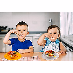 Baby Plate Silicone Placemat One-Piece, Suction Toddler Plates , Divided Dishes for Toddler Kids, Self Feeding, BPA Free, Microwave & Dishwasher Safe