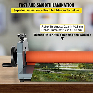VEVOR 25 Inch Manual Cold Roll Laminator 1.18" Thickness Foldable Roll Laminating Machine Vinyl Photo Film Mounting Laminator for Commercial Professional Uses (25"Max Film Width)