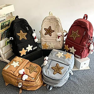 Verdancy Kawaii Backpack for School College Teens Students Travel Aesthetic Bookbag Cute Schoolbag Casual Daypack (White)