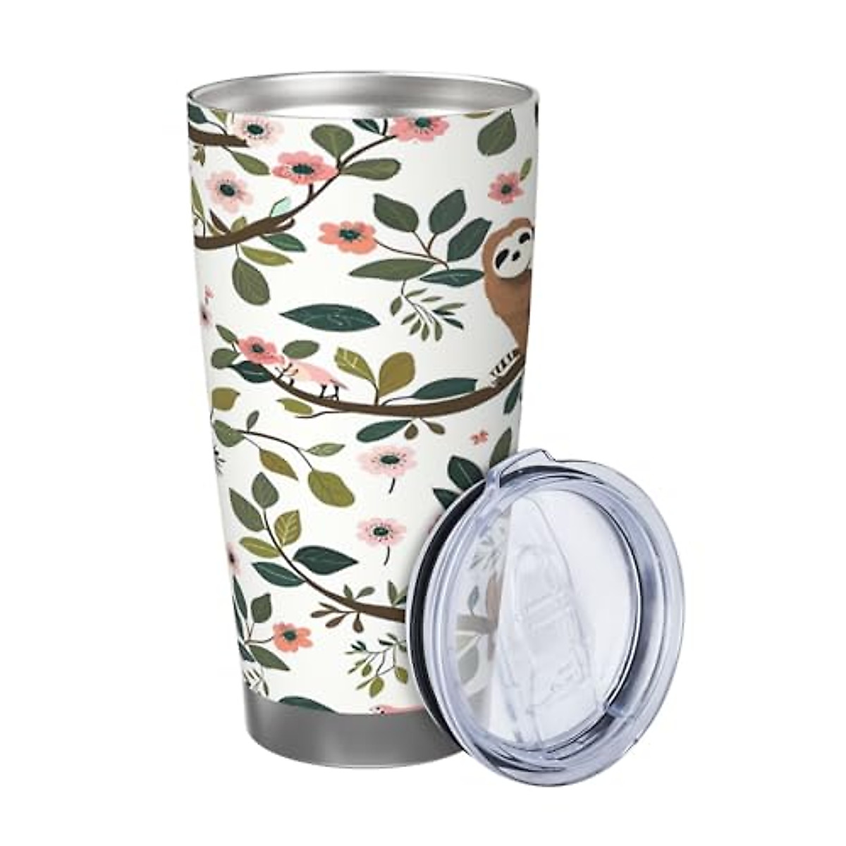 AYCZN Sloth Branch 20 OZ Tumbler Stainless Steel Travel Coffee Mug, Cute Animal Insulated Water Bottle with Lid and Straws Leakproof Thermal Cup