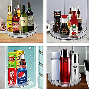 Mianhu 9 in Lazy Susan Cabinet Organizer, 1 Pack Plastic Clear Rotating Turntable Cabinet Organizers and Storage Bins for Pantry, Countertop, Fridge, Kitchen, Bathroom, Vanity