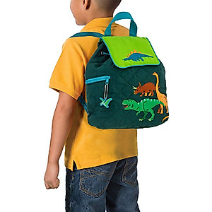 Stephen Joseph Kids' Unisex Toddler Back to School, Quilted Backpack, Dinos Dark Green, One Size