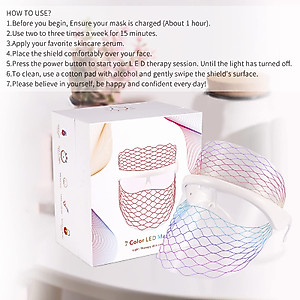 Meifuly 7 Colors L ED Light Therapy Face Mask, Lightweight, Portable