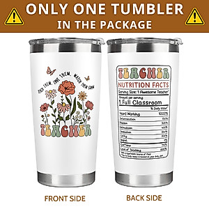 MENANA Teacher Appreciation Gifts - Teacher Gifts for Women - Thank You Gift Ideas for Teachers Women Daycare - Teachers Appreciation Week, Birthday, Back To School Gift - 20 Oz White Tumbler
