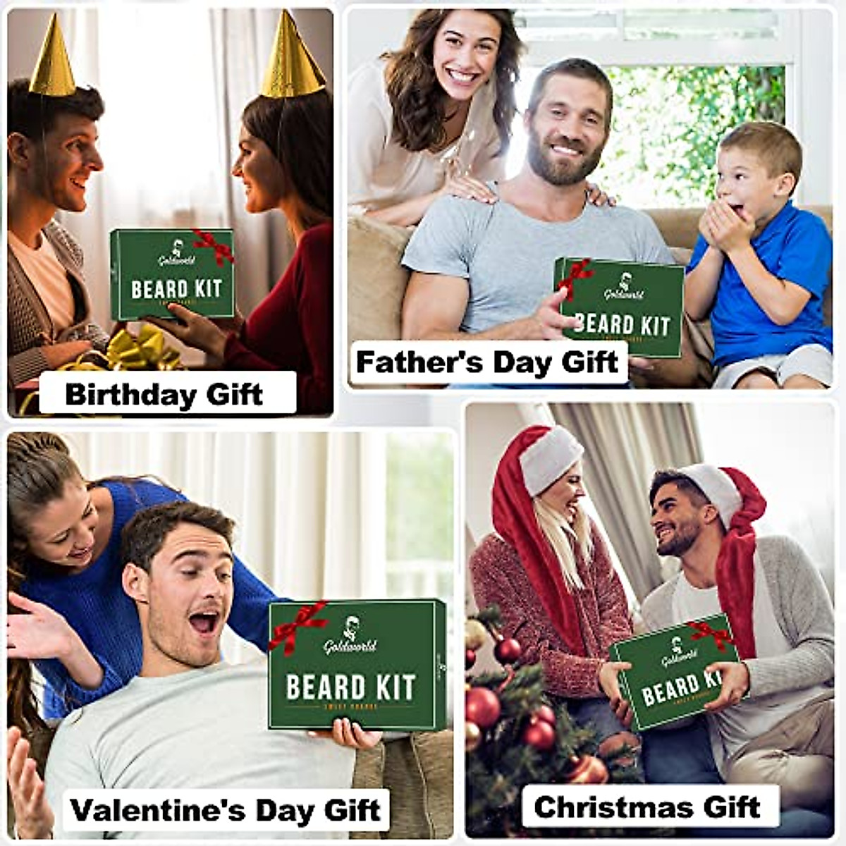 Beard Kit,Beard Growth Grooming Kit w/2 Pack Beard Oil & 2 Pack Beard Balm,Christmas Stocking Stuffers Gifts forfor Men Him Husband Dad Boyfriend,Shaving Kit w/Beard Wash Comb Brush (Sandalwood)