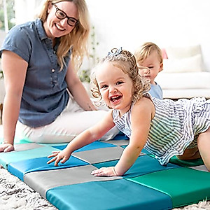 ECR4Kids SoftZone Patchwork Activity Mat, Folding Playmat, Contemporary
