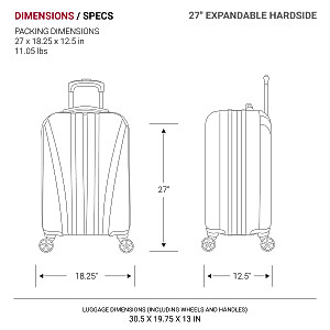 SwissGear 7585 Hardside Expandable Luggage with Spinner Wheels, Silver, Checked-Large 28-Inch