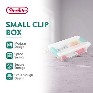 Sterilite 19618606 Small Clip Box Clear Storage Tote Container w/ Lid (12 Pack)