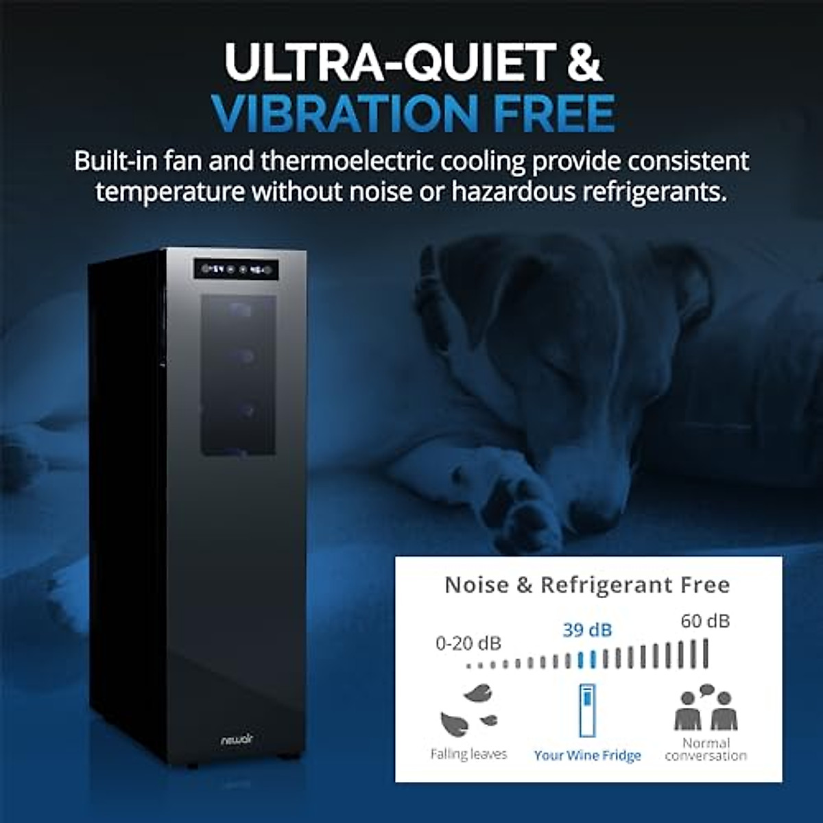 NewAir Shadow-T Series 18 Bottle Thermoelectric Wine Fridge, Dual Temperature Zones, Countertop Wine Refrigerator, Mirrored Compact Wine Cellar, Double-Layer Glass Door Cooler, Vibration-Free