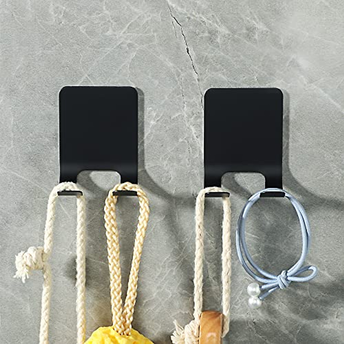 Alise 10 Pcs Self-Adhesive Utility Hooks Coat Hook Double Towel Clothes Hooks for Bathroom Kitchen Wardrobe Window Glass Door Garage,Free-Drilling Stainless Steel Black Finish