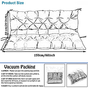 Swing Cushion Replacement, Thick Garden Bench Seat Cushion with Backrest, Sofa Seat Cushion Cover, Waterproof Mattress for Indoor Outdoor Bench for 2-3 Seater (Navy Blue, 40 x 60 inch)