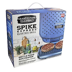 Granitestone Electric Grill Non-Stick Spike Express Electric Grill with Titanium Diamond Coating-Grills Food Grills 30% Faster-As Seen On TV