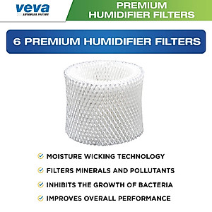 VEVA 6-Pack Premium Humidifier Filters - Replacement for HW Filter C, HC-888, HC-888N - Compatible with Cool Moisture Evaporative Humidifiers & HCM-890 Series