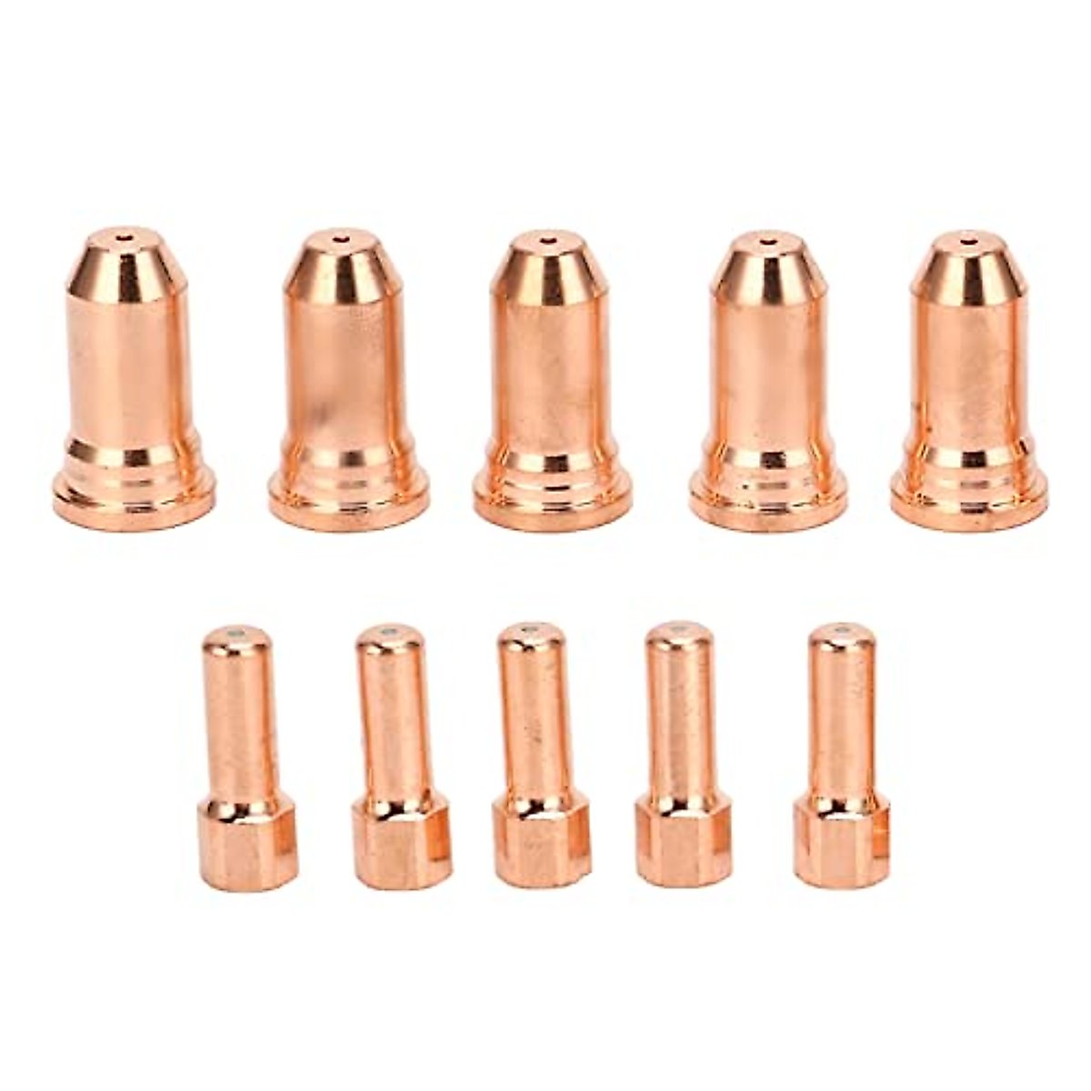 Plasma Cutter Torch Nozzle, 10Pcs Copper Standard Size Lightweight Nozzle Electrode Kit High Temperature Resistant Easy to Use for Replacement