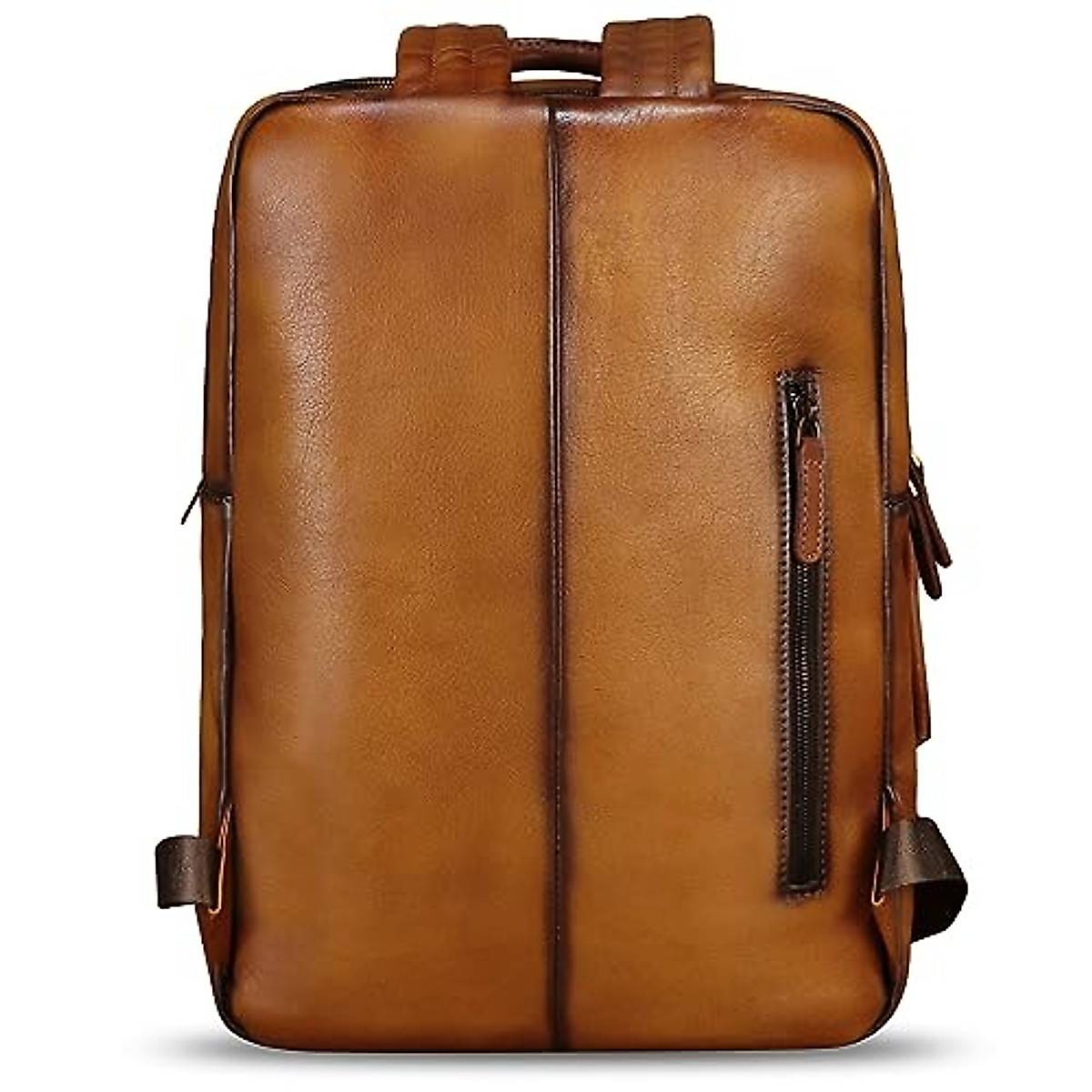 IVTG Genuine Leather Backpack for Men Vintage Handmade High Capacity Leather Rucksack Casual Daypack Vintage Knapsack (Brown)