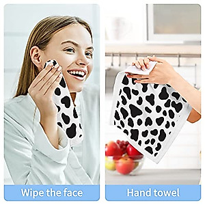 KEEPREAL 6 Pack Cute Cow Print Washcloths Set - Highly Absorbent Pure Cotton Wash Clothes - Soft Fingertip Towel for Bath, Spa