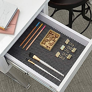 Con-Tact Brand Premium Thick and Non-Adhesive Drawer Shelf Liner, 12" x 4', Black