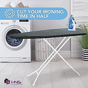 HOLDN’ STORAGE Ironing Board Cover and Pad - Iron Board Cover with Padding 15" x 54" - Iron Board Cover Large Fits All Standard Sizes - Heat Reflective Iron Pad for Table Top. Charchoal.