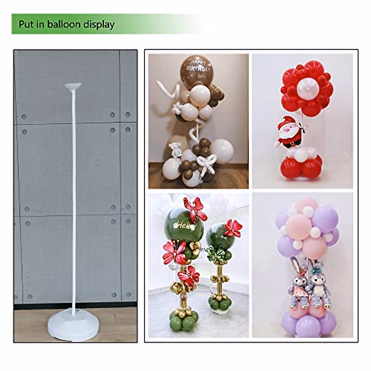 SANERYI Balloon Arch Kit 8.2 ft High and 5 ft High Free Bending Shape Deformation Balloon Column Stand Irregular Independent Suspended Standing Shaped Balloon Arch Support Water-Filled Base