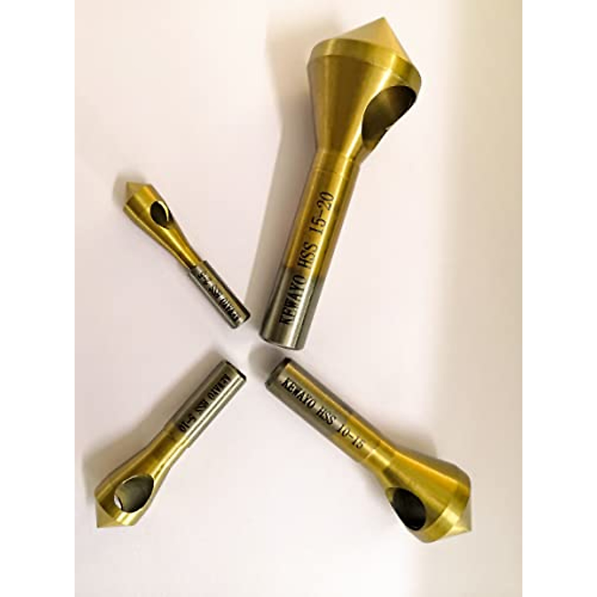 KEWAYO Countersink Drill Bit Set,4pcs 90 Degree High Speed Steel Titanium Counter Sinker Drill Bits for Wood,Metal, Fiberboard, Plywood, Plastic, PVC