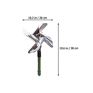generic 2pcs Reflective Pinwheels with Stakes Bird Blinder Deterrent Windmill Scare Birds Device Away Sparkly Pin Wheel for Garden Outdoor Yard Decoration