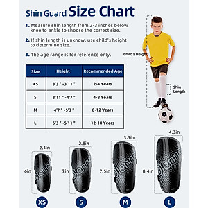 RAYSHARP Shin Guards Soccer Youth - Comfortable and Durable Toddler Kids Soccer Shin Guards with Adjustable Straps for Boys Girls Teenagers Adults Black S