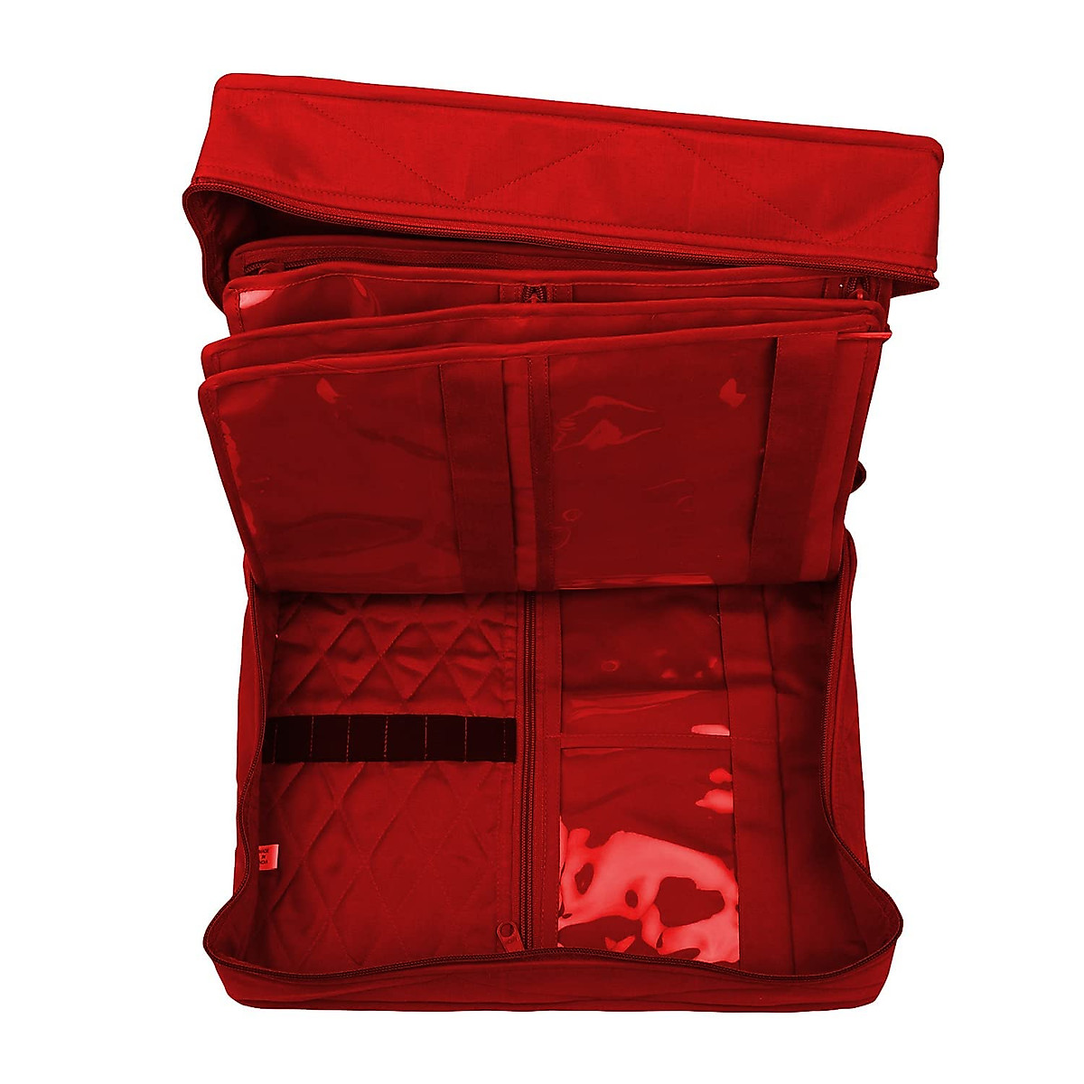 Yazzii Quilter’s Project Bag with 19 Pockets - Storage Craft Bag Organizer - Craft Organizers & Storage for Quilting, Sewing & More -Red