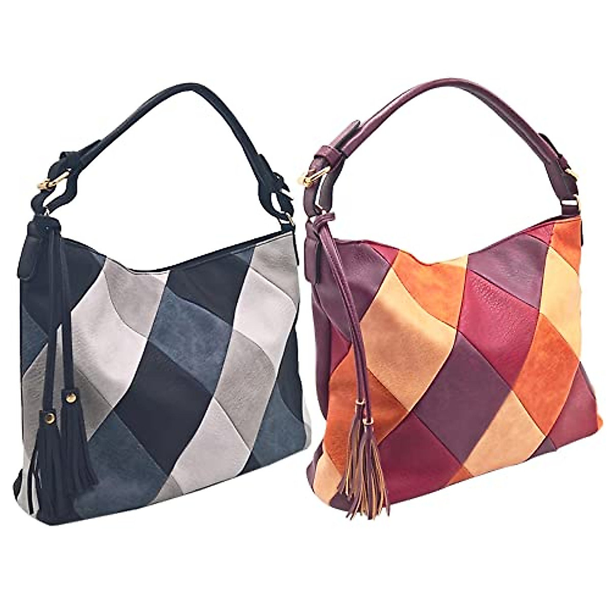 Ladies Large Colorful Hobo Bags Big Multicolor Boston Handbags Women Rainbow Retro 14 Tote Bag Pu Leather Striped Shoulder Purses