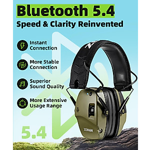 ZOHAN 035 Bluetooth 5.4 Shooting Ear Protection Earmuff, Active Noise Canceling, Hearing Protection with Sound Amplification
